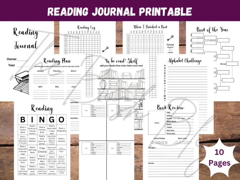 Reading Journal Bundle – Digital Download - The Bosh Blog